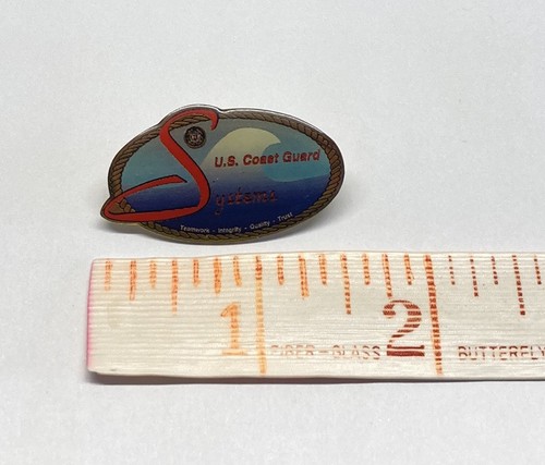 USCG US Coast Guard Lapel Hat Pin Epoxy Pinback Nautical Ocean Wave ...