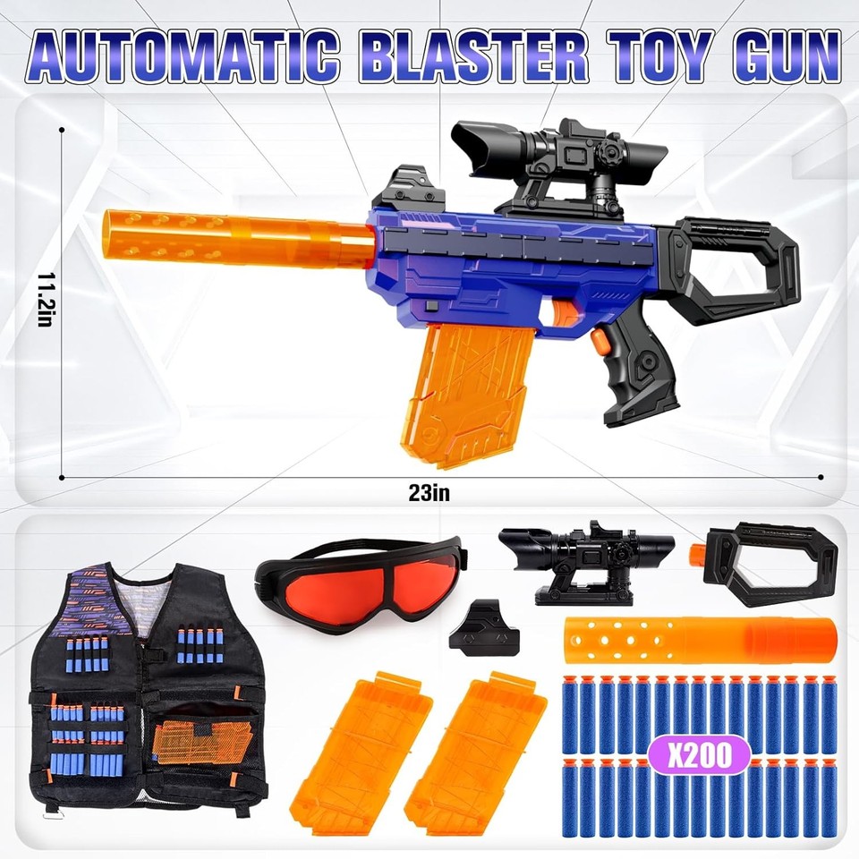Sniper Rifle Toy with Vest & Scope - Soft Bullet Foam Blaster for Kids ...