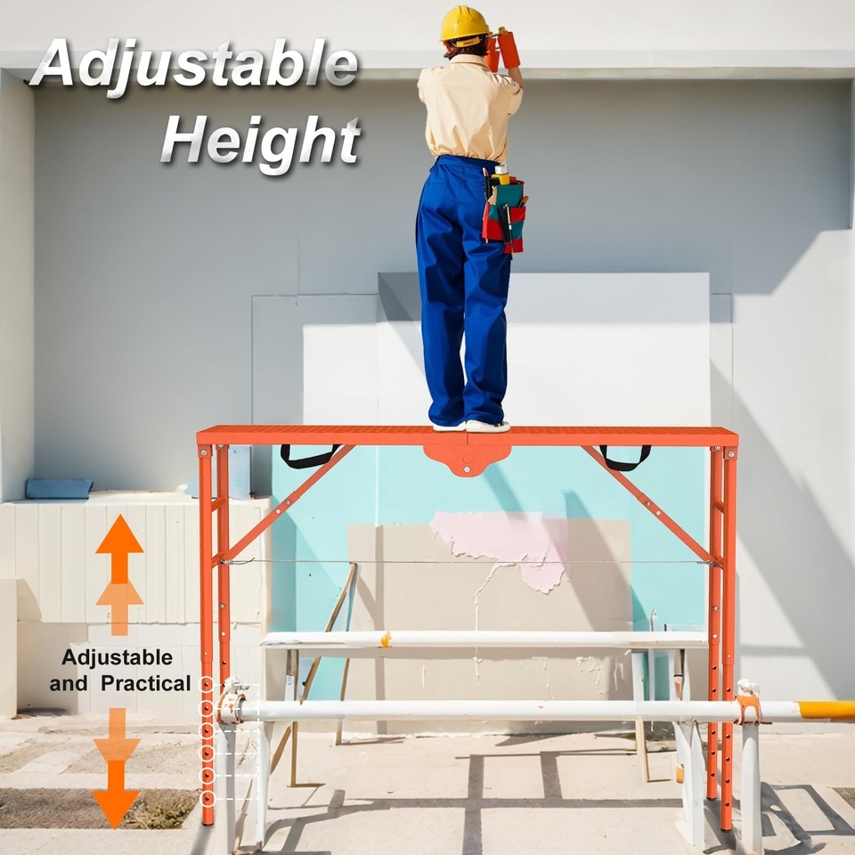 71" Folding Work Platform Scaffold Adjustable Height Scaffolding ...