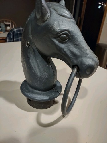 Vintage Cast Iron Horse Head Hitching Post Cap and Ring | eBay