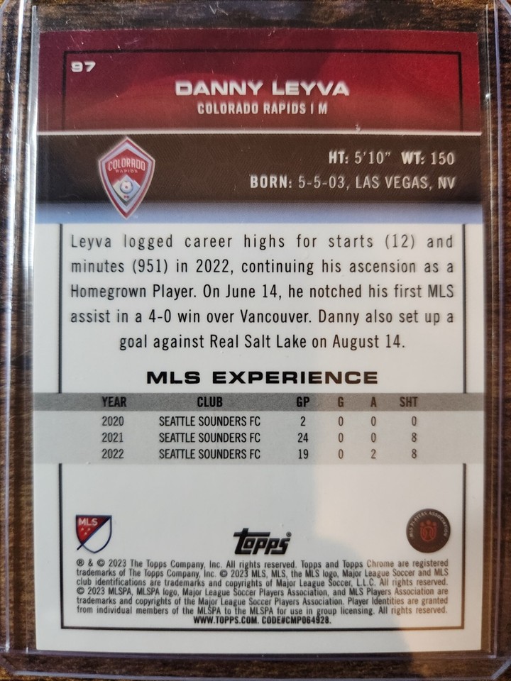 2023 Topps Chrome MLS Danny Leyva Aqua Lava Refractor 40/125 #97 ...