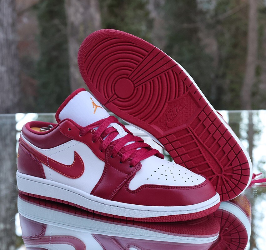 Nike Air Jordan 1 Low Cardinal Red Men’s Size 10.5 White Light Curry ...