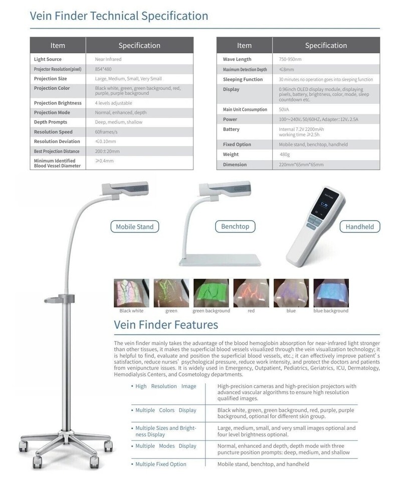 Vein Finder Locator Handheld Portable Near-Infrared Blood Vessel ...