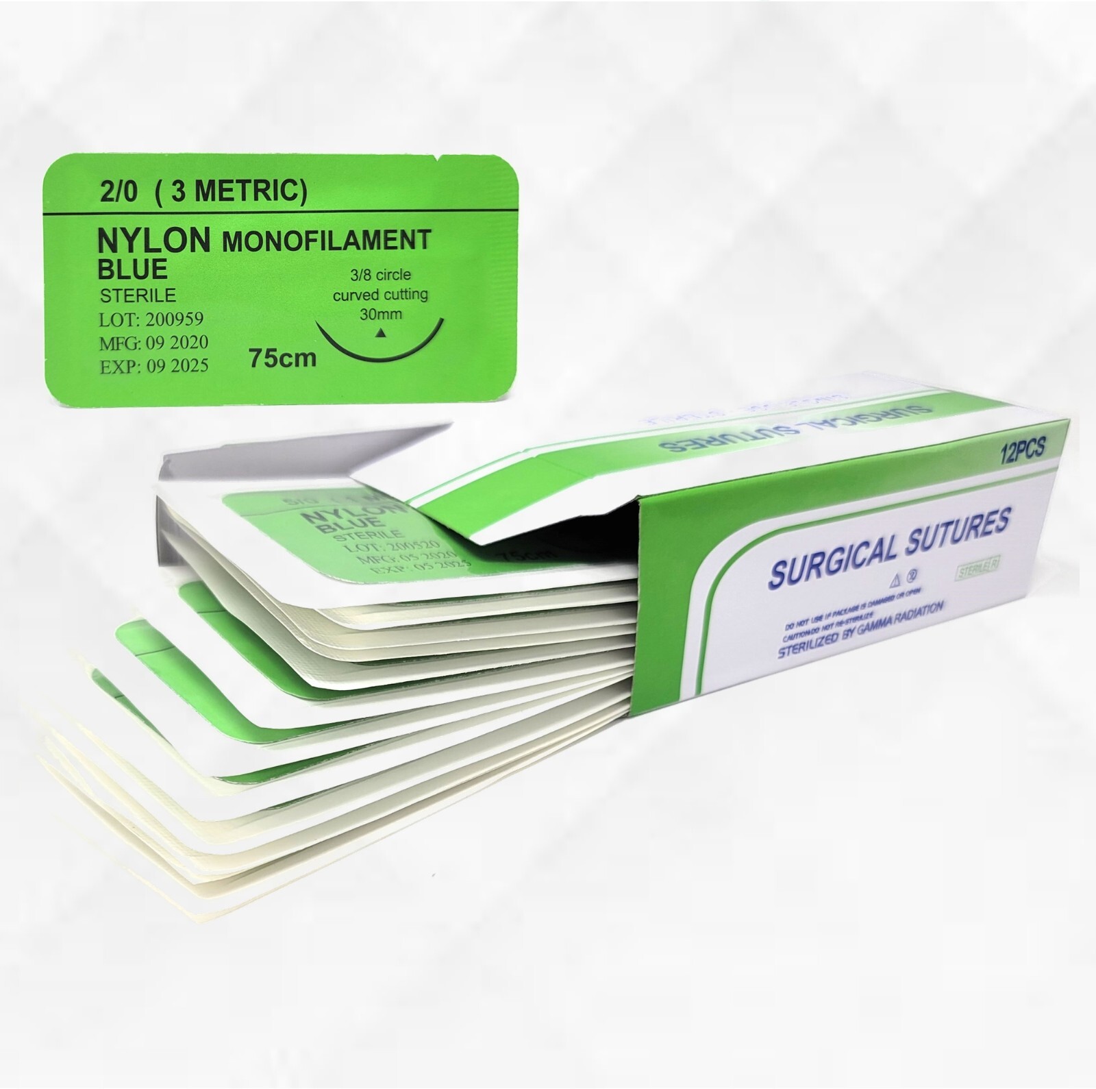 2/0 Monofilament Nylon Sterile Training Suture Thread With Needle ...