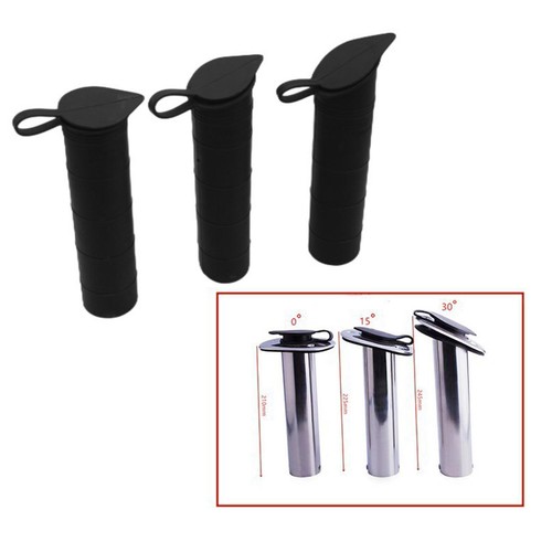 Fishing Rod Holder Insert Tube with Cover Cap Gasket Black Inner Sleeve ...