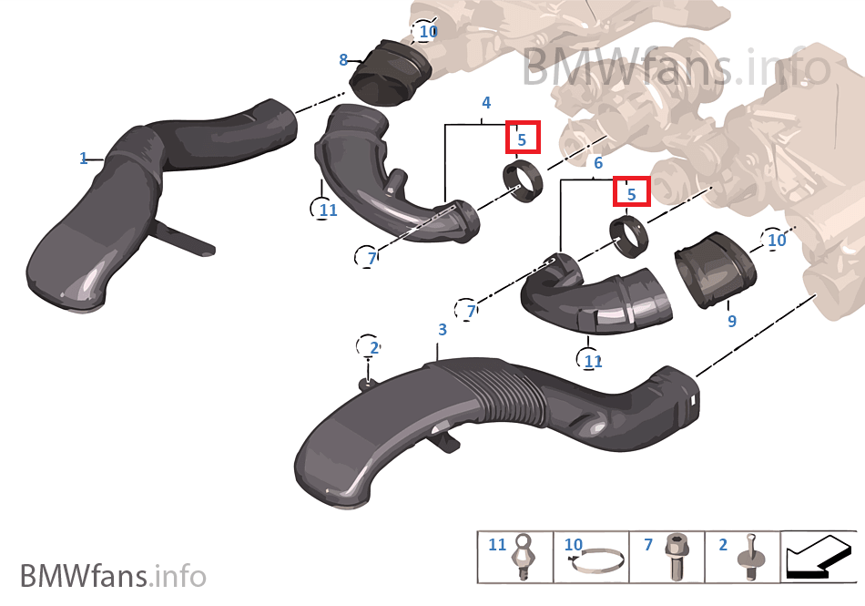 BMW X5 E70 N63 F15 N63N F16 Turbocharger Intake Tube Gasket 13718655216 ...