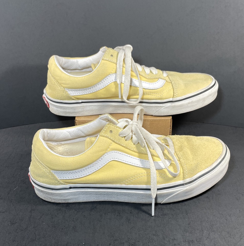 Vans OLD SKOOL Pale Yellow Canvas Suede Lace Up Low Top Shoe Mens 6.5 ...