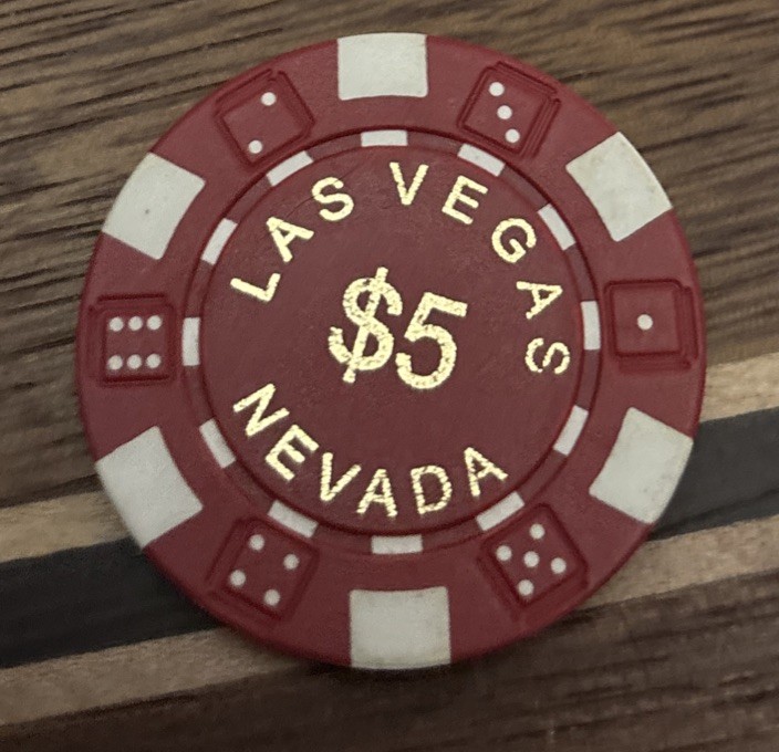 Poker Chip Red And White $5 Casino CHIP LAS VEGAS SOUVENIR Vintage | eBay