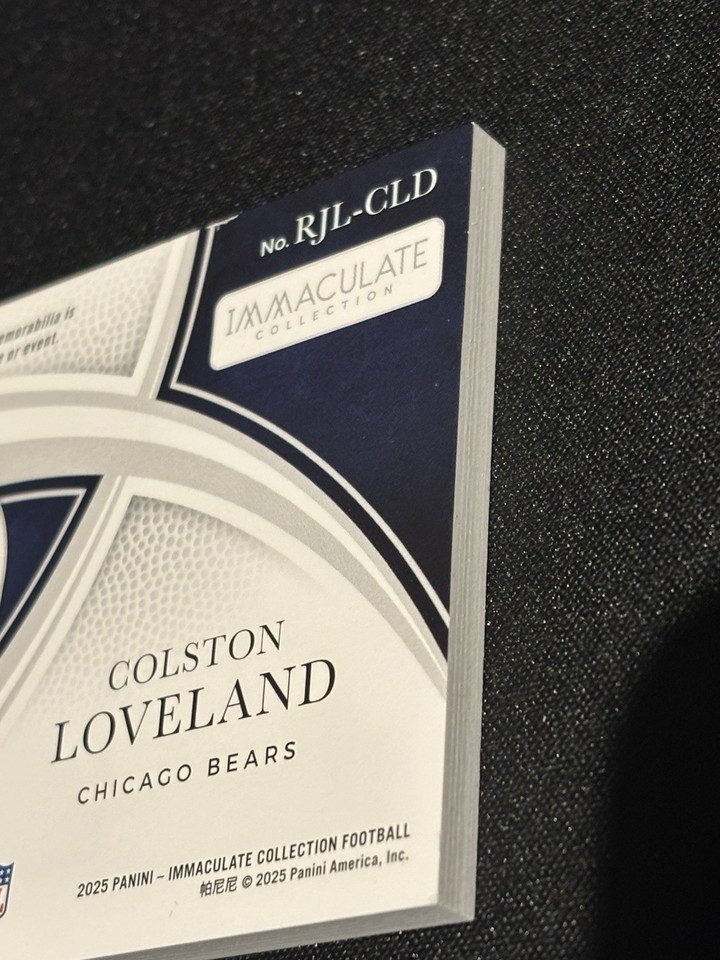 2025 Immaculate Colston Loveland Rookie LOGO PATCH /9 🔥 Chicago Bears 🐻 ...