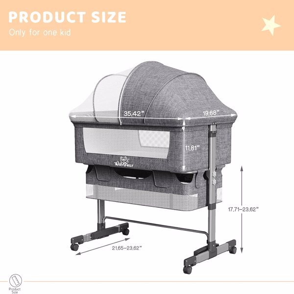 Bedside Crib for Baby 3 in 1 Bassinet with Large Curvature Cradle ...