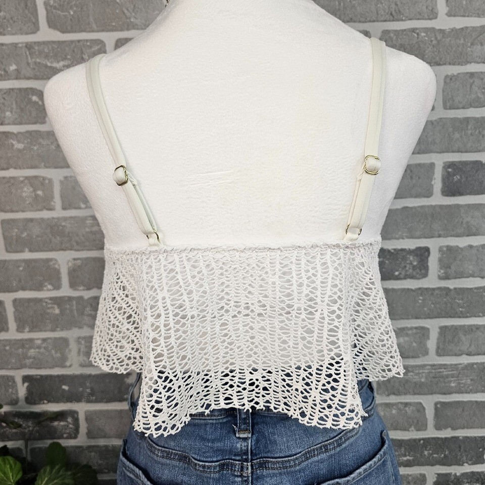 Mossimo Lace Cami Swim Top Women's Small Crochet White Beach Pool ...