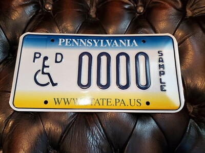Pennsylvania Sample Metal License Plate: Physically Disabled PD-0000 ...