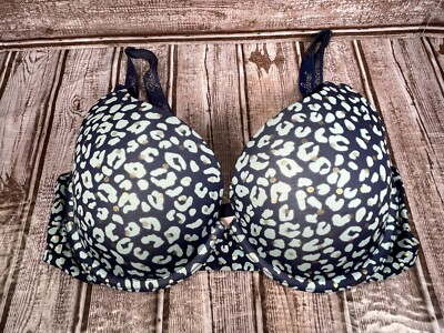 VICTORIA'S SECRET 34D T-Shirt Push-Up Full Coverage Bra Underwire Blue ...