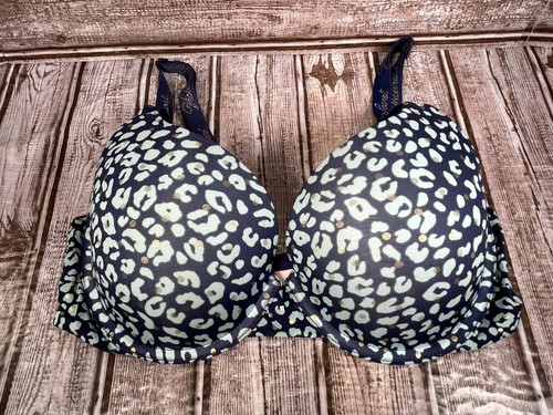 VICTORIA'S SECRET 34D T-Shirt Push-Up Full Coverage Bra Underwire Blue ...