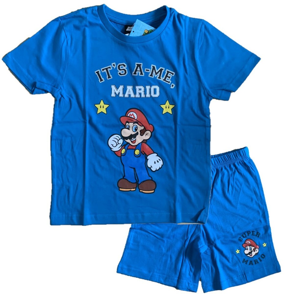 Boys Kids Children Super Mario Short Sleeve Pyjamas T-Shirt Shorts Age ...
