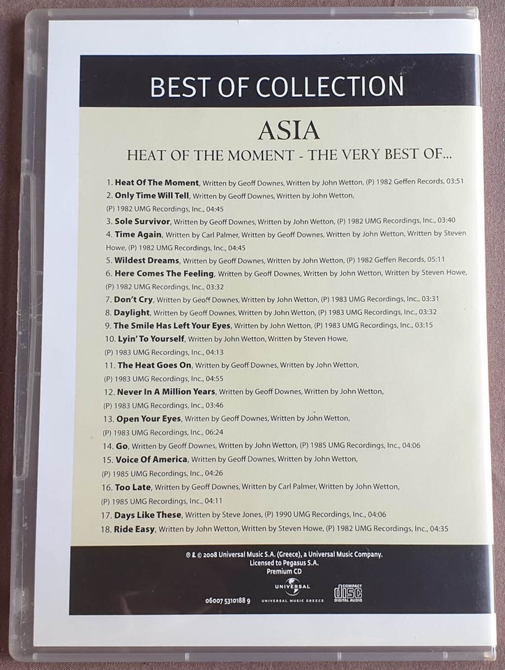Asia-The Very Best Of Asia: Heat Of The Moment 1982-1990 CD 2008 Greece ...