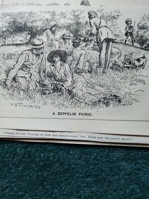 Sa25 Ephemera 1915 ww1 cartoon punch a zeppelin picnic | eBay UK