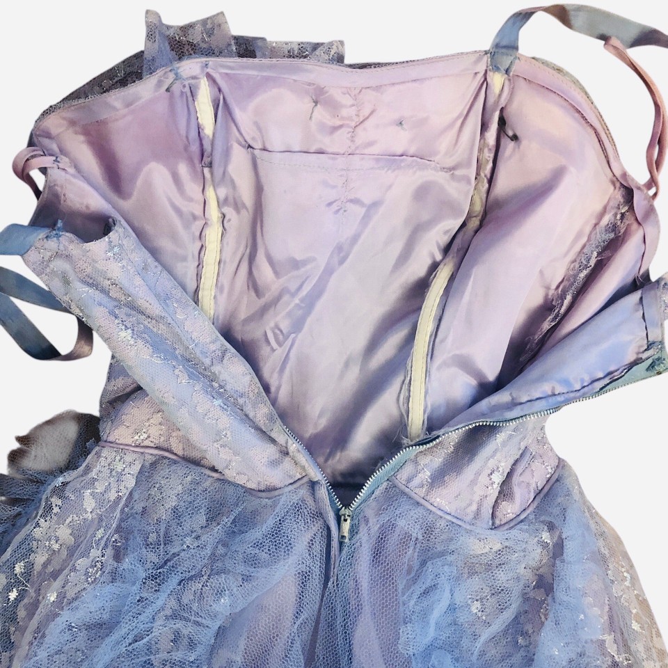 Vtg 50s Purple Blue Tulle Dress Party Prom Cupcake Ruffled Netting ...