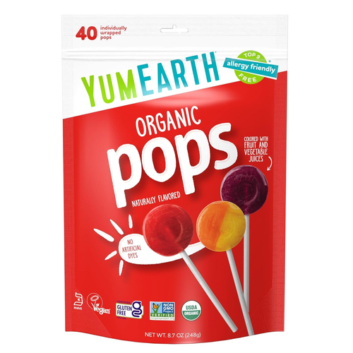 Organic Pops Variety Pack, 40 Fruit Flavored Favorites Lollipops ...