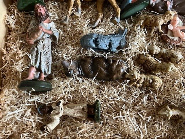 VINTAGE MAROLIN PAPER MACHE NATIVITY SET IN ORIGINAL BOX GERMANY | eBay