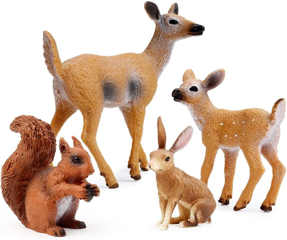 10Pcs Forest Animals Figures, Woodland Creatures Figurines, Miniature ...