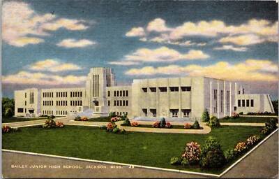 Jackson Mississippi MS Bailey Junior High School Hinds County Postcard ...