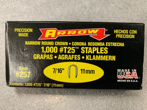 Arrow T25 Round Crown Staples 7/16" (11mm) for Wire & Cable Box of 1000 ...
