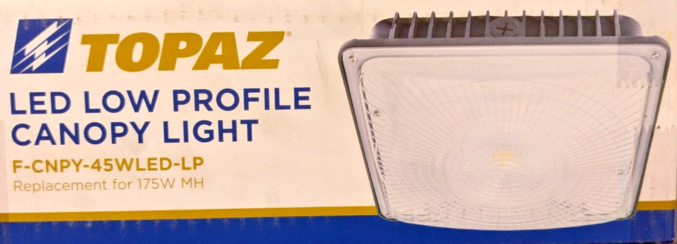 TOPAZ LIGHTING LED LOW PROFILE CANOPY GARAGE LIGHT 120-277V 5000K CCT ...