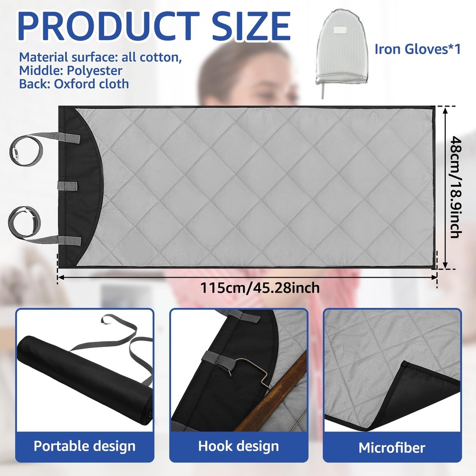 Over-The-Door Steamer Pad with Heat-Resistant Glove, Portable Vertical ...