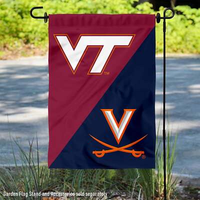 VA Tech Hokies vs UVA Cavaliers House Divided Garden Flag Yard Flag | eBay