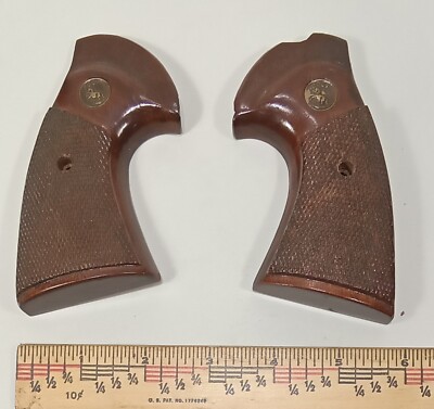 Colt Emblem Checkered Walnut Factory Grips Python For Restoration | eBay