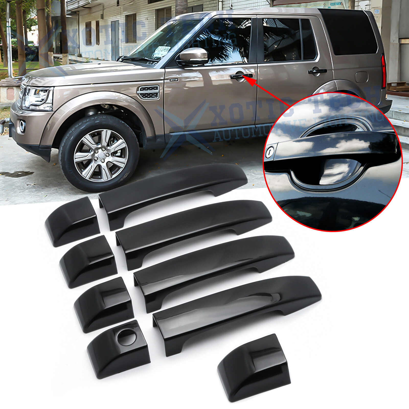 9x Gloss Black Door Handle Covers Trim For Land Rover Range Rover L322 ...