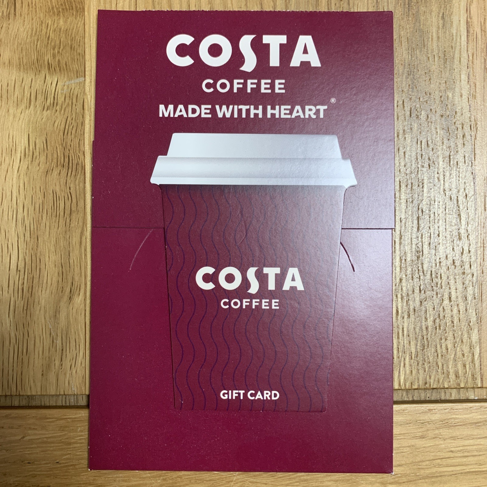 Costa Coffee UK Gift Card Takeaway Cup Shaped Card Red Version 4 Made ...