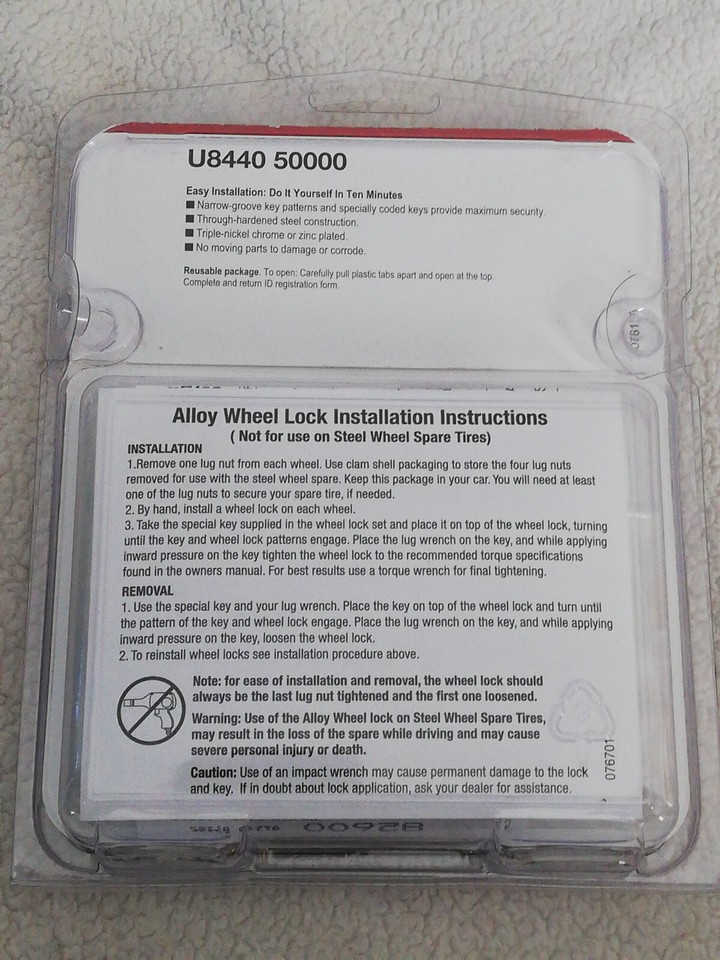 Genuine KIA Motors Vehicle Alloy Wheel Key Only U8440-50000 New in Open ...