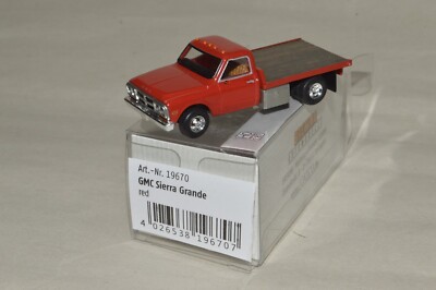 HO scale Brekina 19670 GMC Sierra Grande truck flatbed RED | eBay
