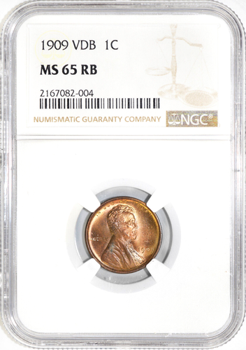 1909 VDB Lincoln Wheat Cent NGC 65 RB Beautiful Red Color! | eBay