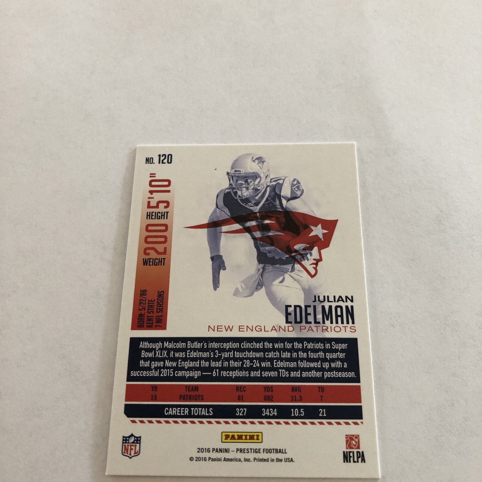 2016 panini prestige football Julian Edelman card 120 | eBay