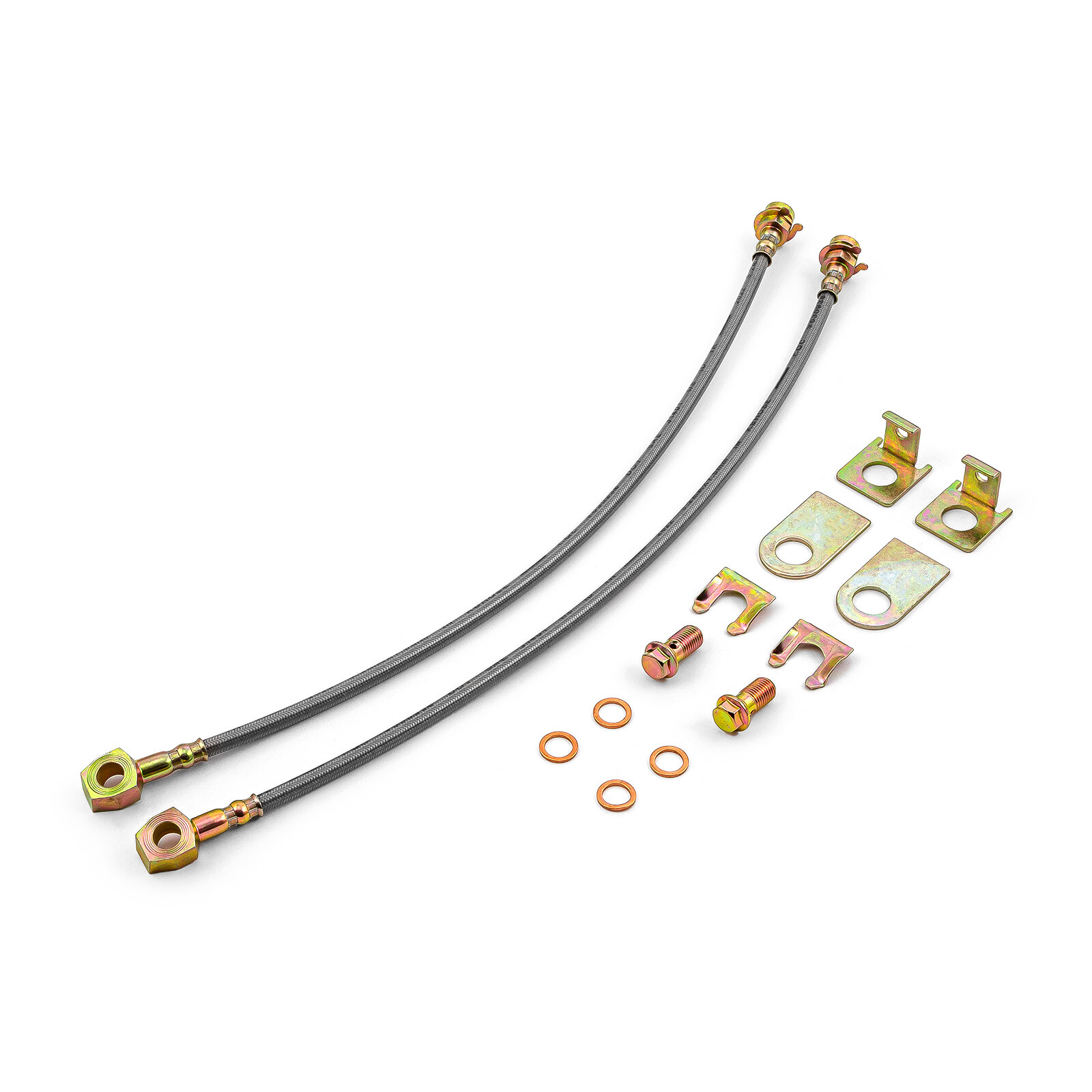 7/16" Banjo 18" Long Stainless Steel Brake Lines(Pair) with Hardware | eBay