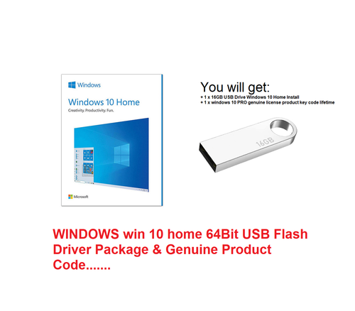 WINDOWS win 10 home 64Bit USB Flash Driver Package & Genuine Product ...