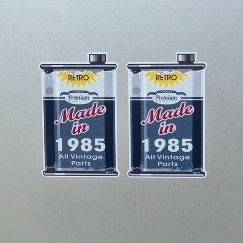 2x Small Retro Vintage Oil Can Made In 1985 Vinyl Sticker Decal 60x38mm ...