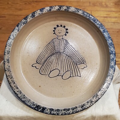 Vintage 1990 Eldreth Salt Glazed Pottery Pie Plate Rag Doll Signed ...