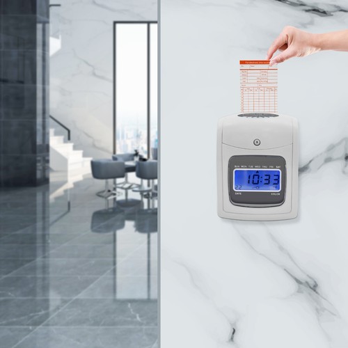 Time Clock Punch Card Employee Attendance Machine LCD Display Check- in ...