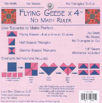 Flying Geese X 4 No Math Ruler by Lazy Girl Designs | eBay