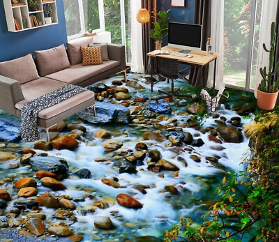 3D Stream Pebble I4641 Floor WallPaper Murals Wall Print Decal AJ Coco ...