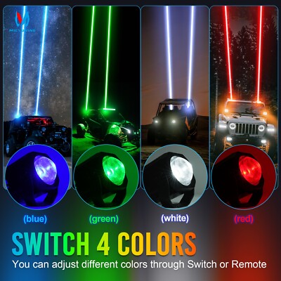 2PCS Whipless LED Laser Whip Lights for Side by Side Vehicles, RGBW ...