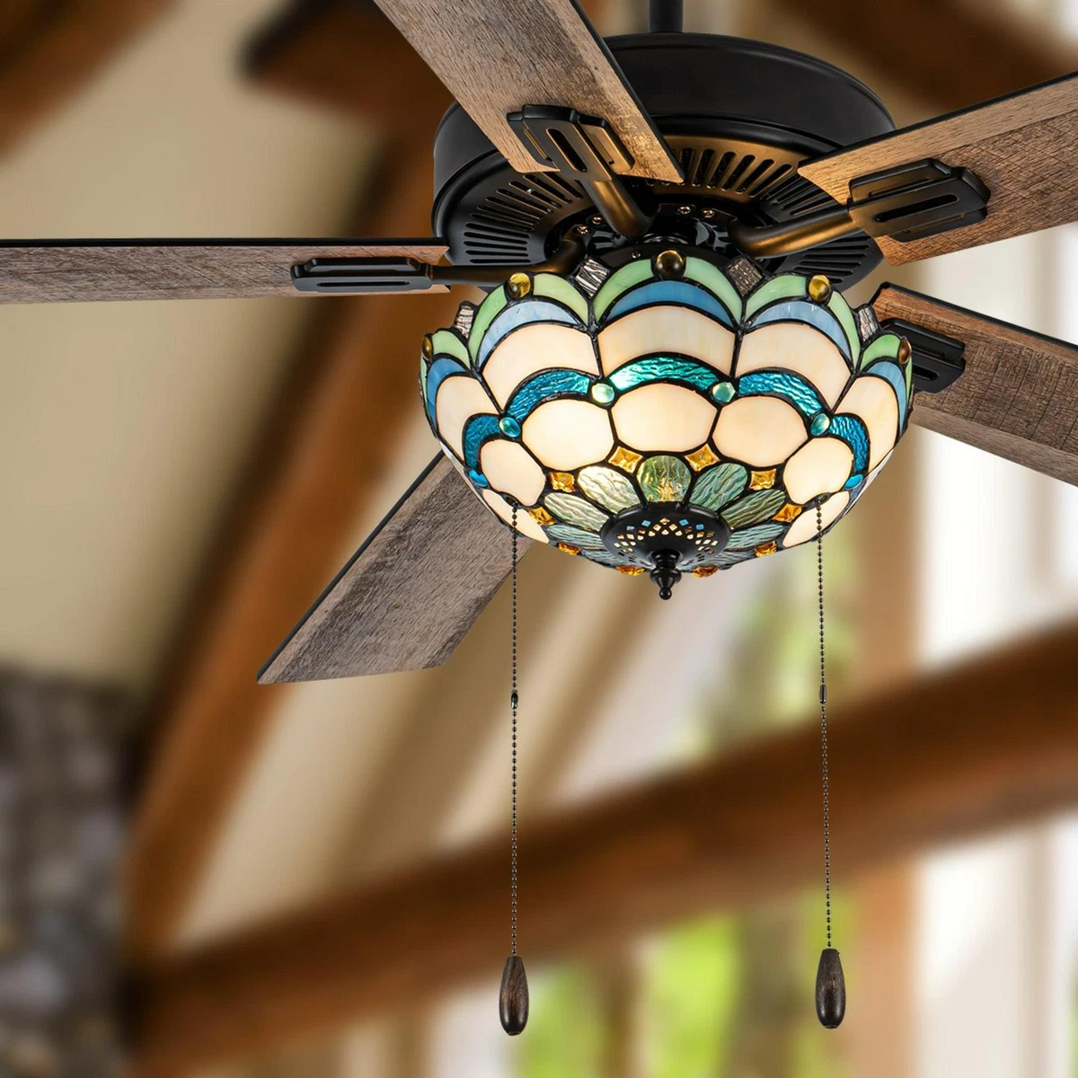 Ceiling Fan Stained Glass Globes Shelly Lighting 9621