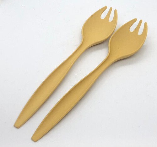 Vintage TUPPERWARE Set of Spoon Fork Salad Serving Sporks in Harvest ...