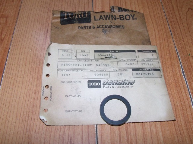 Toro Lawn-Boy Friction Ring 65-4710 OEM NOS Mower Part 10359c 10358 ...