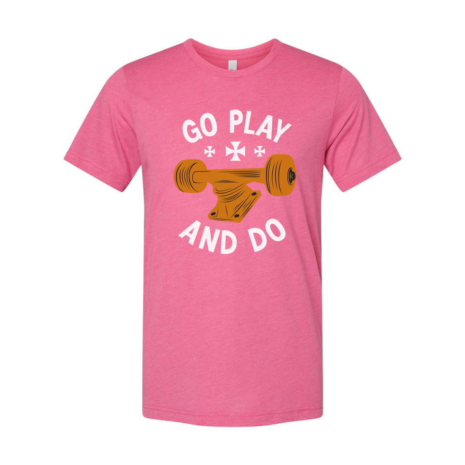 Unisex Skateboard Graphic Tee With Orange Deck Illustration And Go Play ...