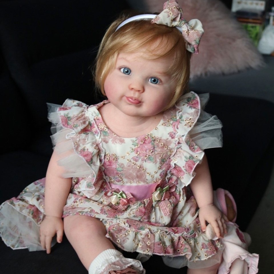 28inch Sweet Reborn Baby Dolls Pouty Lips Toddler Girl Hand-Rooted Hair ...